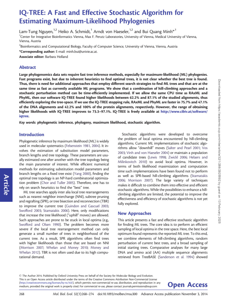 Iq-Tree - Lam-Tung Nguyen | PDF | Phylogenetics | Sequence Alignment
