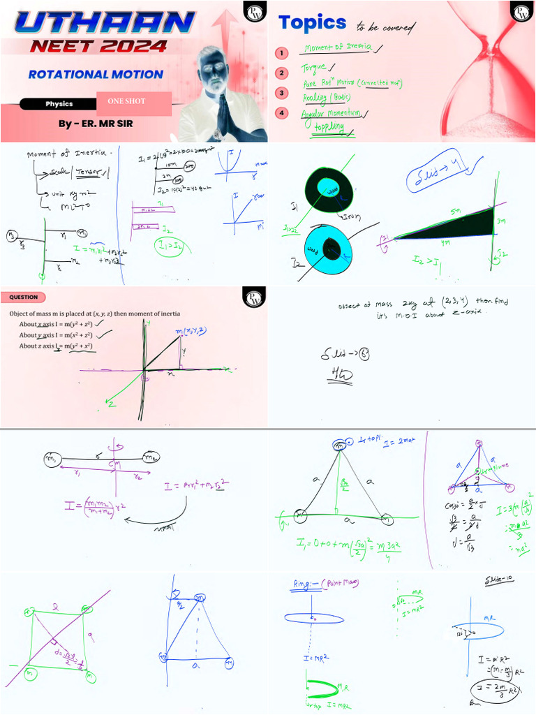 Rotational Motion - Class Notes - Uthaan NEET 2024 | PDF