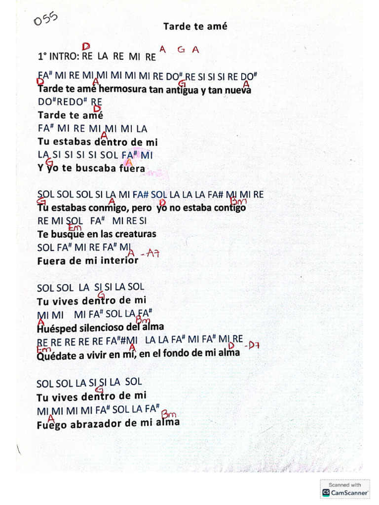 adoracion tarde te ame letra acordes | PDF