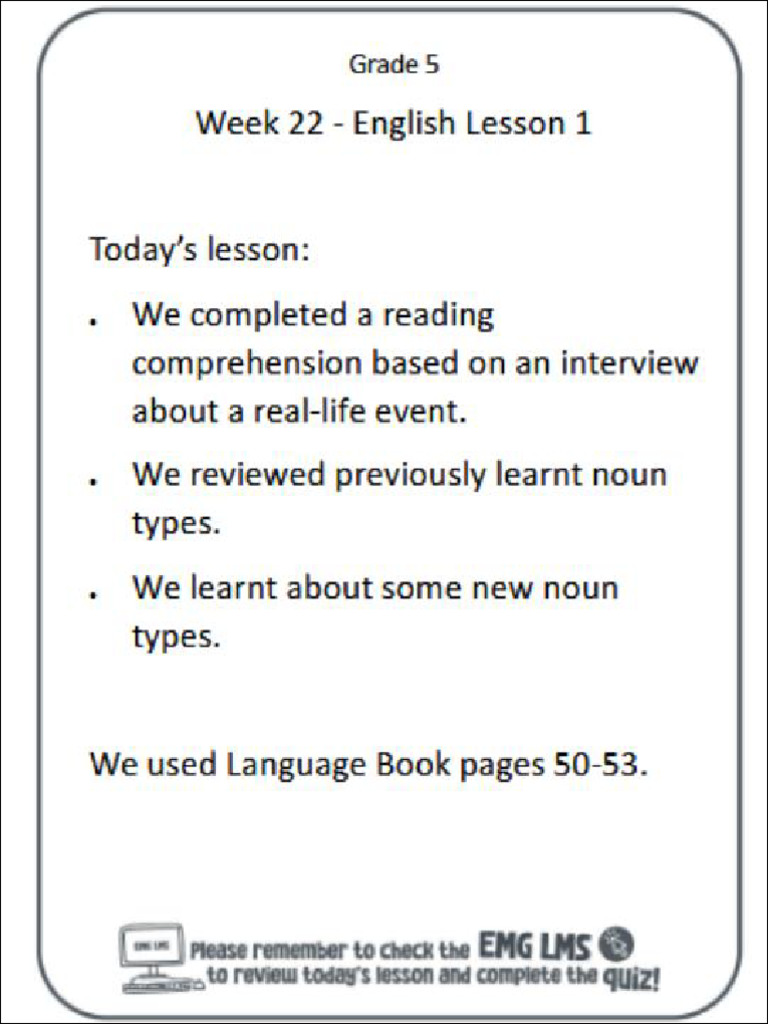 G5 English - Week 22 Lesson 1 | PDF
