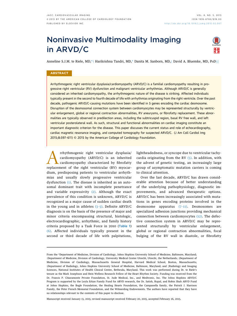 Noninvasive Imaging in ARVD/C Diagnosis | PDF | Ct Scan | Diseases And ...