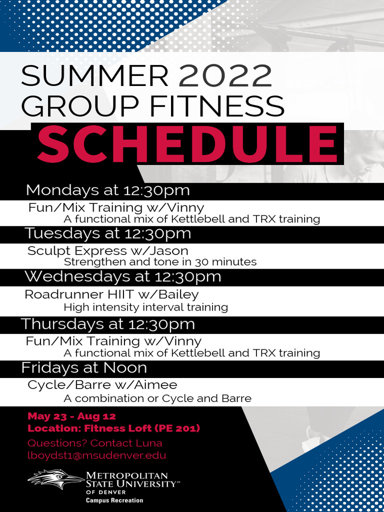 Sum22 Fitness Schedule | PDF