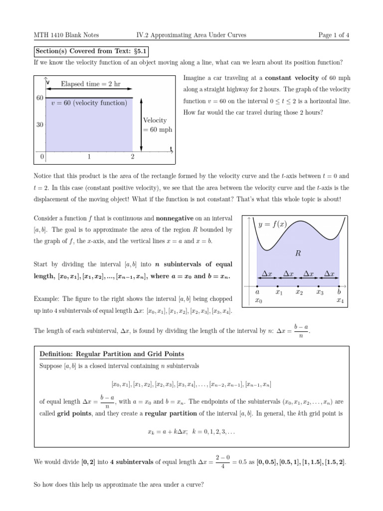 IV.2 Approximating Area Under Curves | PDF | Summation | Interval ...