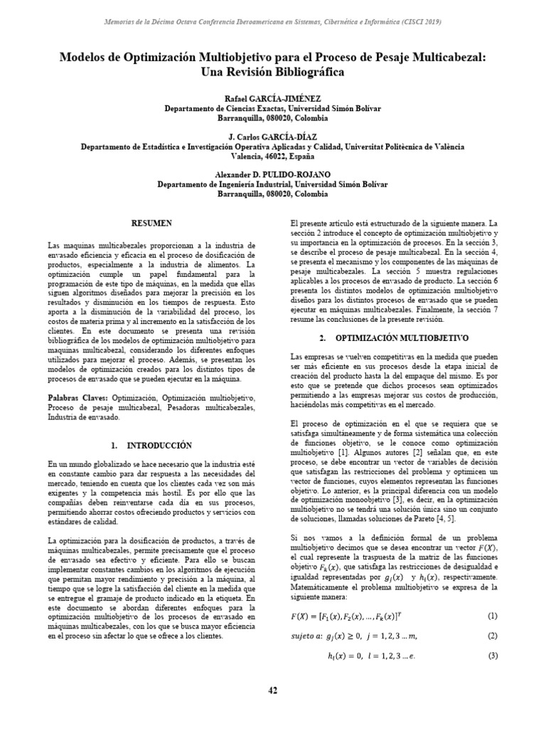 Optimización Multiobjetivo en Pesaje Multicabezal | PDF | Optimización Matemática | Función ...