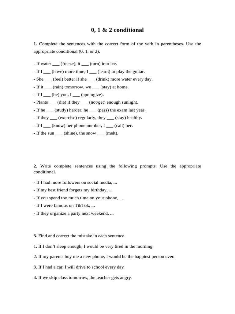 conditionals activities | PDF