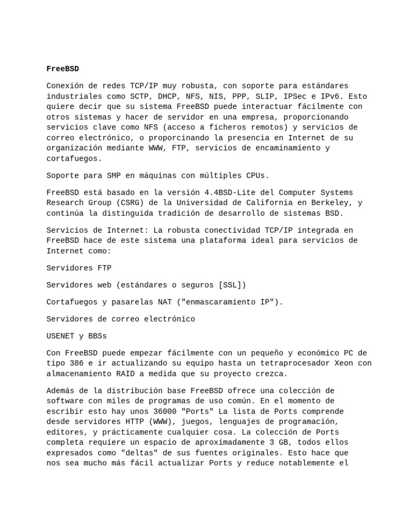 Freebsd | PDF | Distribución de software de Berkeley | Software de la aplicacion