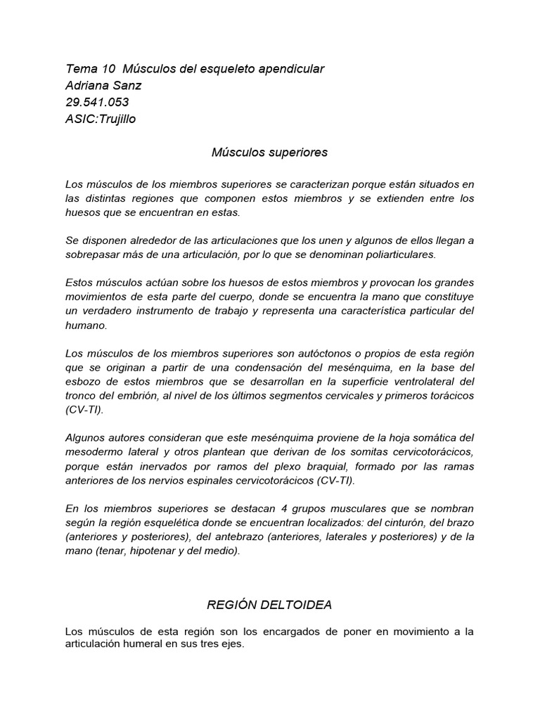 Músculos del Esqueleto Apendicular | PDF | Mano | Sistema ...
