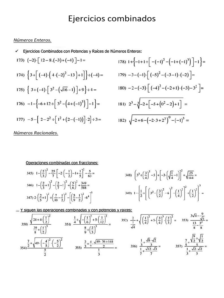 Ejercicios Combinados UNIDAD 2 | PDF