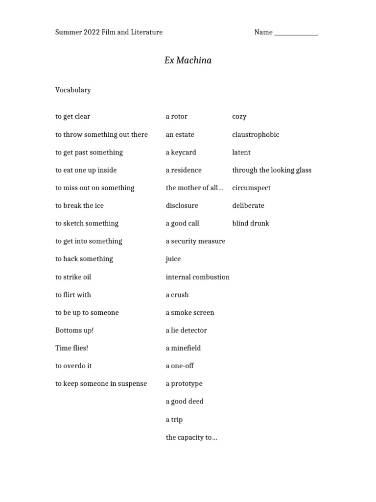 Ex Machina Material | PDF