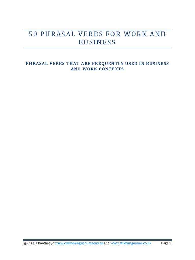 Phrasal Verbs For Work and Business | PDF | Bailout | Verb