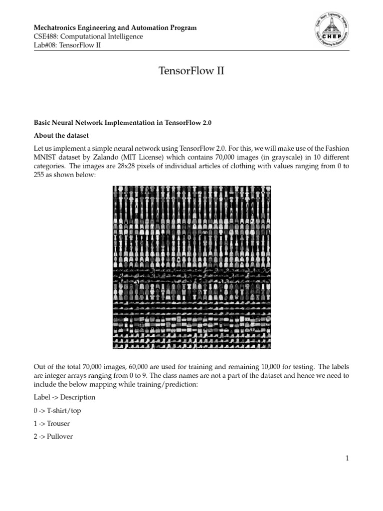 CSE488 - Lab8 - TensorFlow II | PDF | Artificial Intelligence | Intelligence (AI) & Semantics
