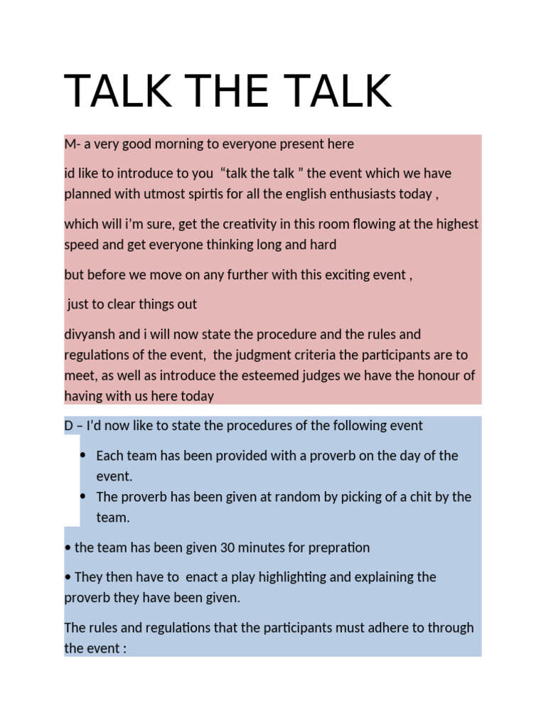 TALK THE TALK | PDF