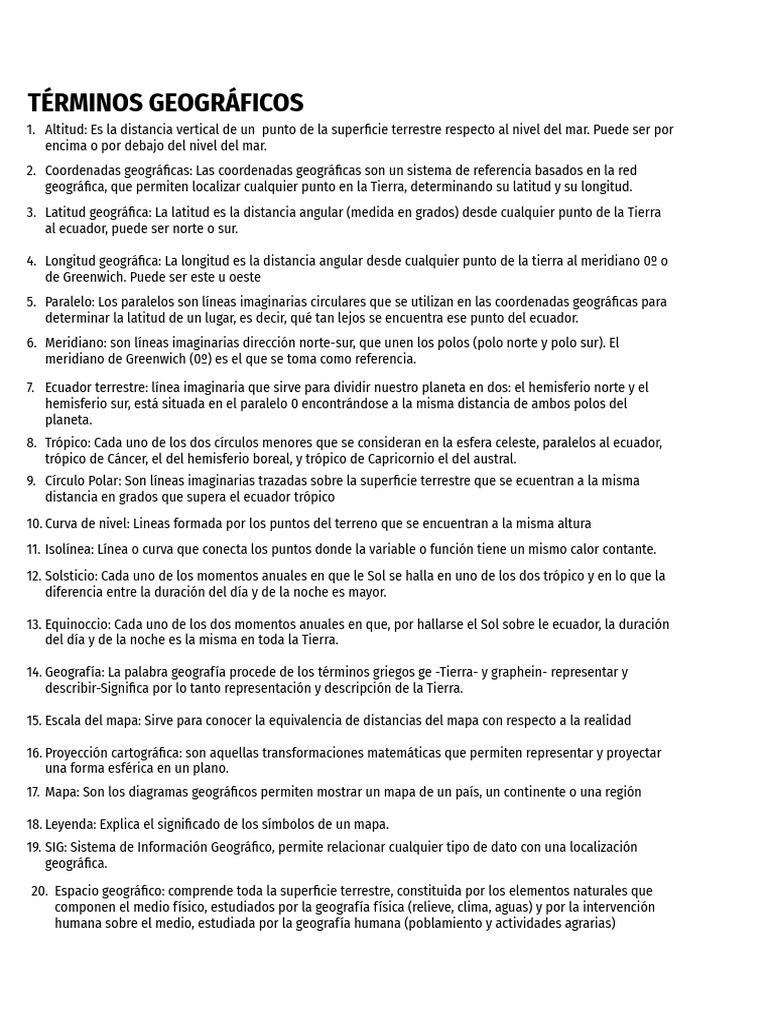 Glosario de Términos Geográficos | PDF | Ecuador | Mapa