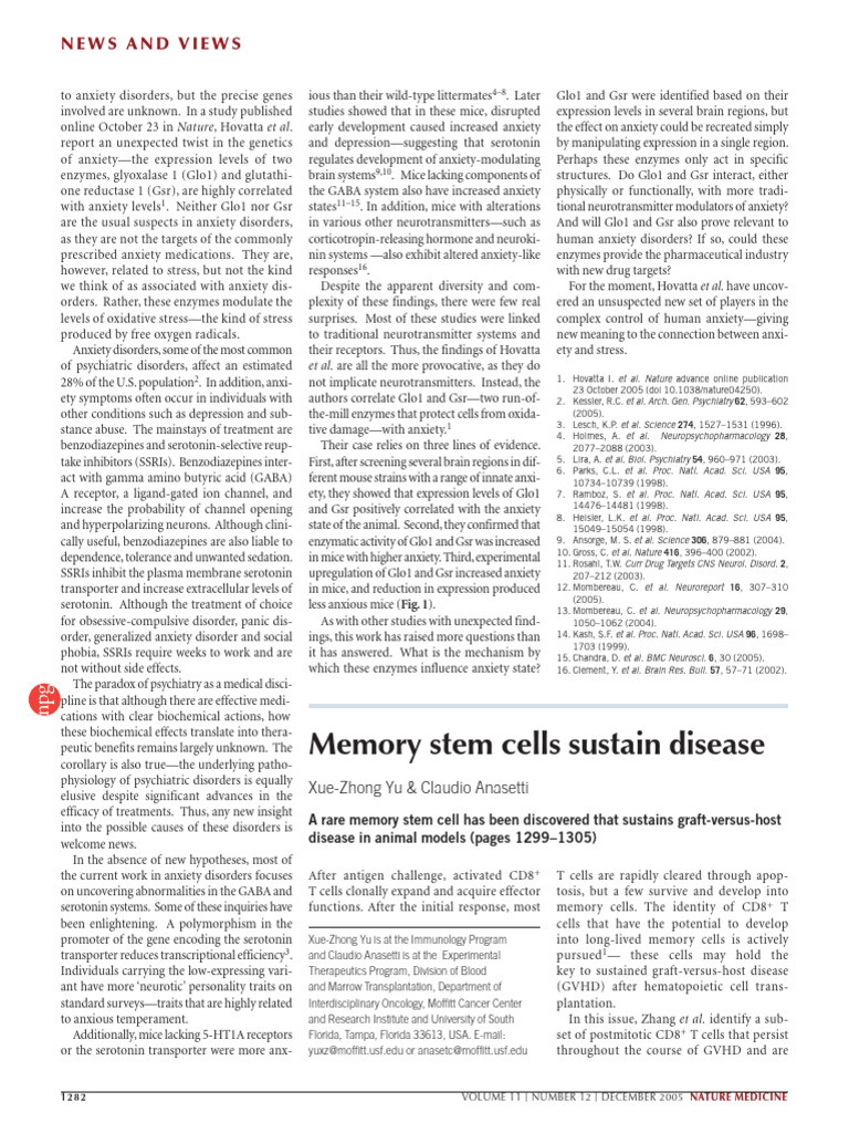 Memory Stem Cells Sustain Disease | PDF | T Cell | Cytotoxic T Cell