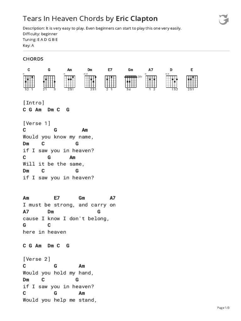 A27-Tears in Heaven | PDF