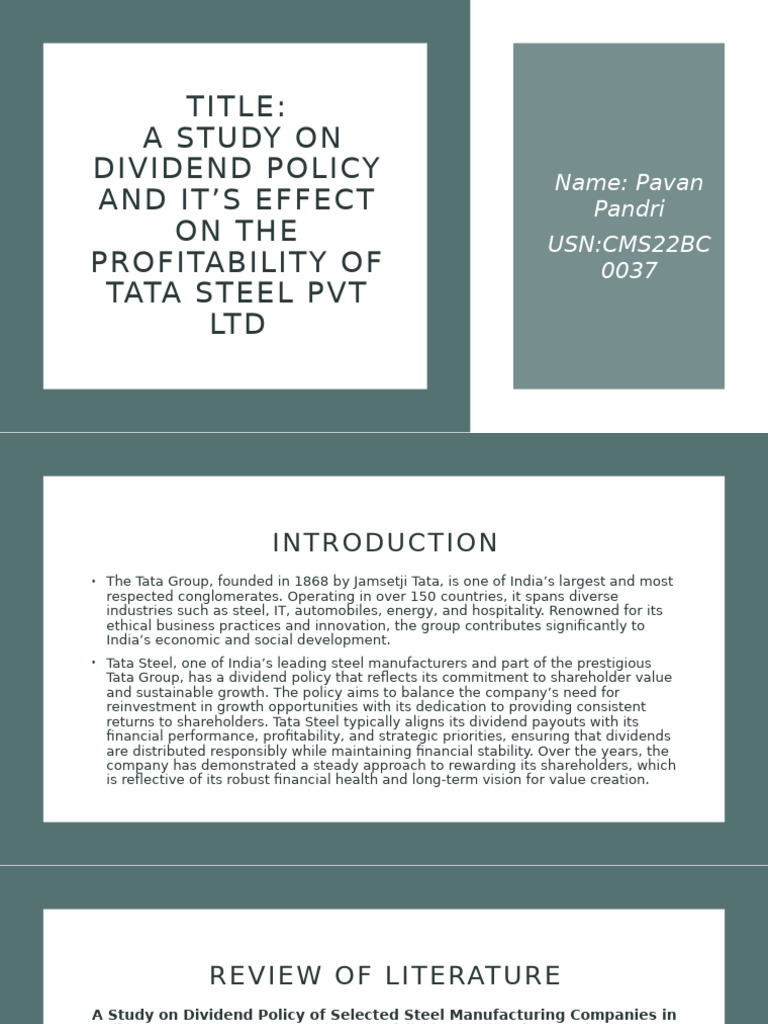 Project Report Presentation Pavan | PDF | Dividend | Financial Economics