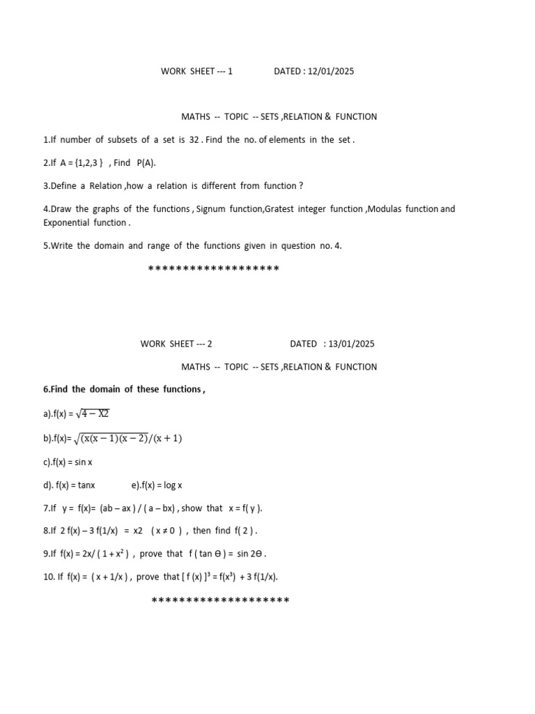 WORK SHEET XI MATHS | PDF | Line (Geometry) | Perpendicular