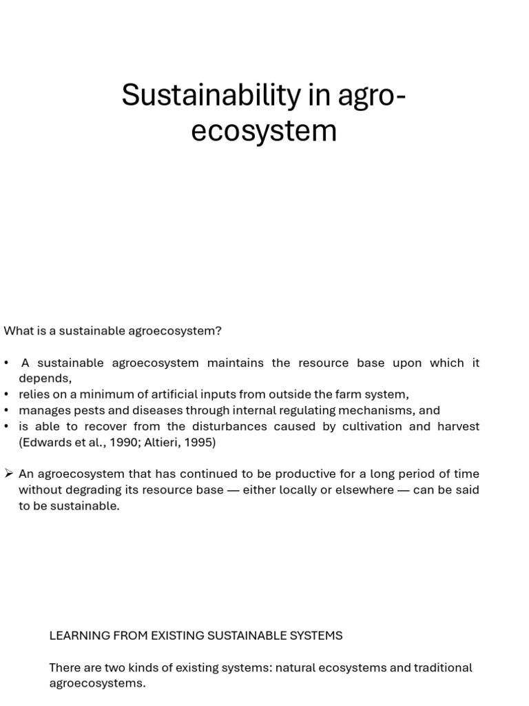 Sustainability in Agroecosystem | PDF | Agriculture | Sustainability