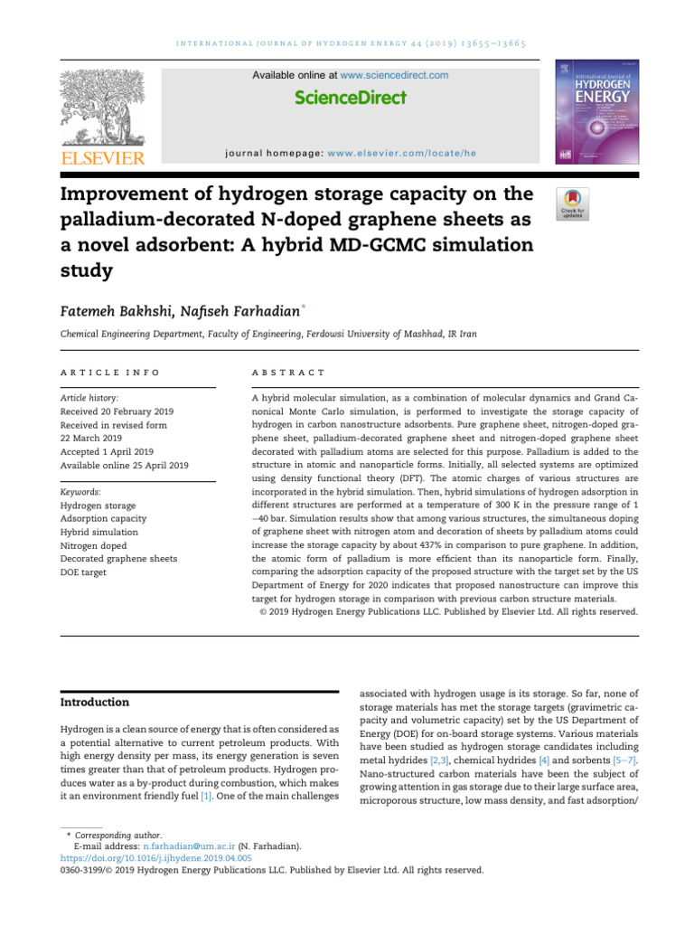 Bakhshi2019_H2_graphene_GCMC | PDF | Adsorption | Graphene