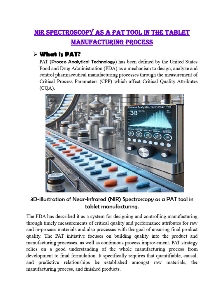 NIR Spectroscopy As A PAT Tool in The Tablet Manufacturing | PDF | Infrared | Tablet (Pharmacy)