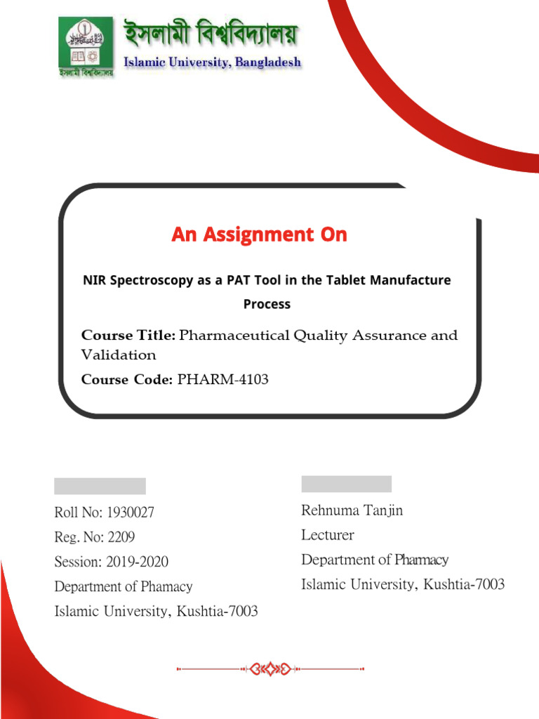 NIR Spectroscopy as a PAT Tool in the Tablet Manufacture Process | PDF | Infrared | Tablet ...