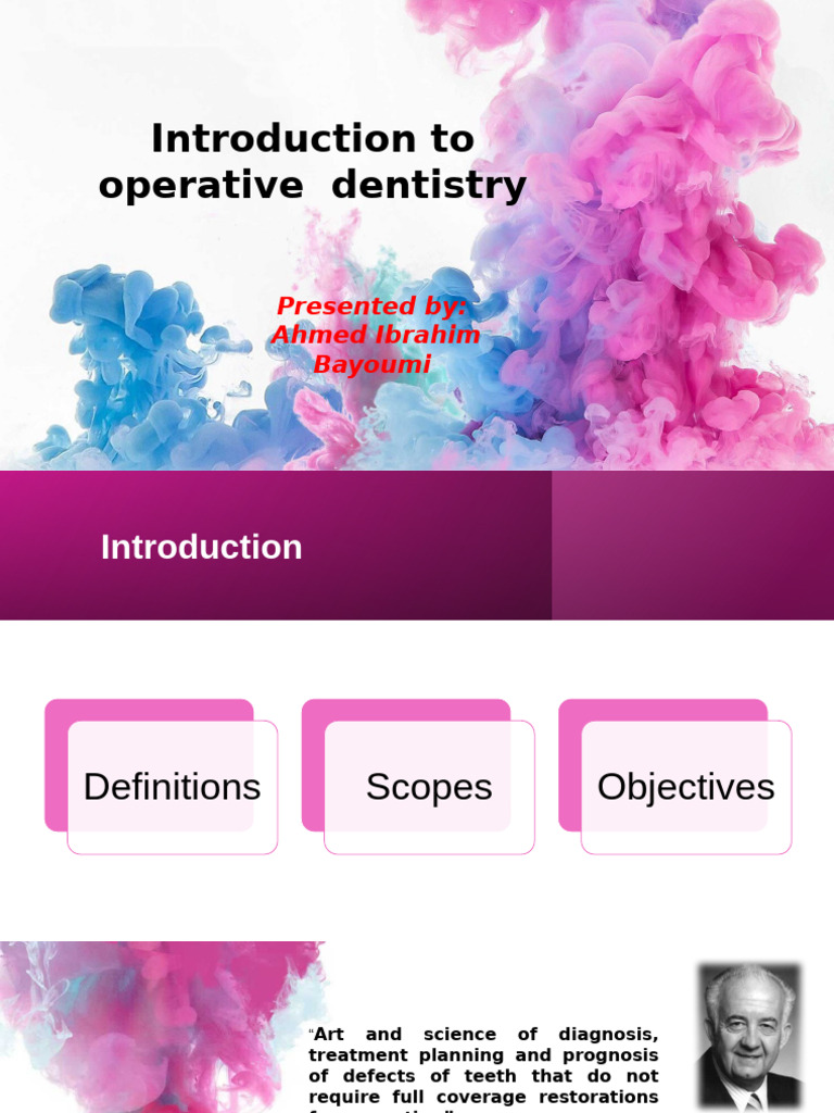 Chapter 1 Operative Tech | PDF | Dentistry | Human Tooth