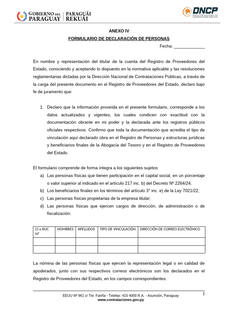 Formulario de Declaracion de Personas | PDF | Gobierno