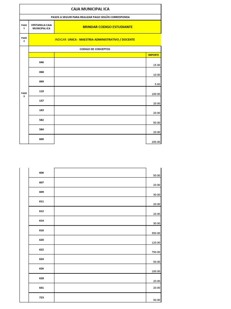 Instrucciones de Pago Caja Municipal ICA | PDF