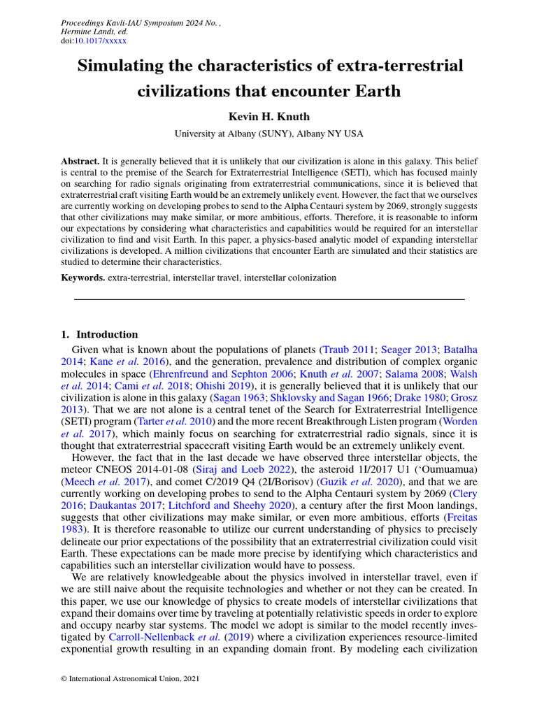 Knuth - Kavli 2024 - Galactic Colonization | PDF | Milky Way | Galaxy