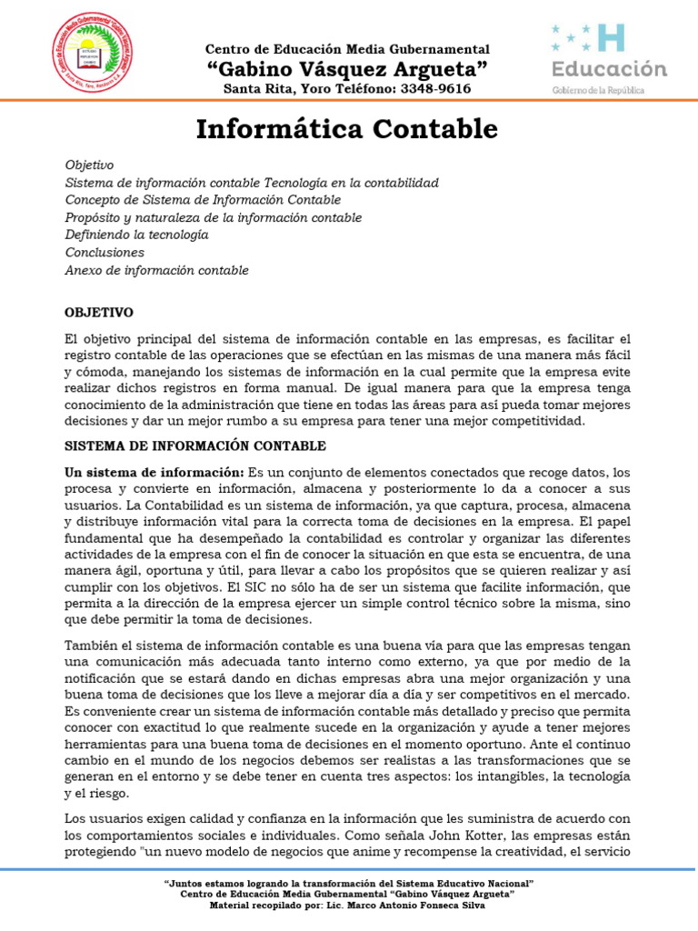 Informática Contable | PDF | Contabilidad | Hoja de balance
