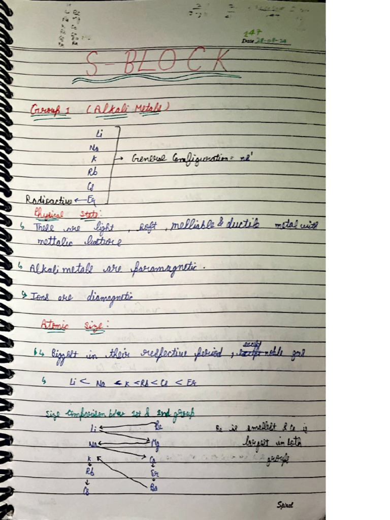S Block Chemistry 7 | PDF