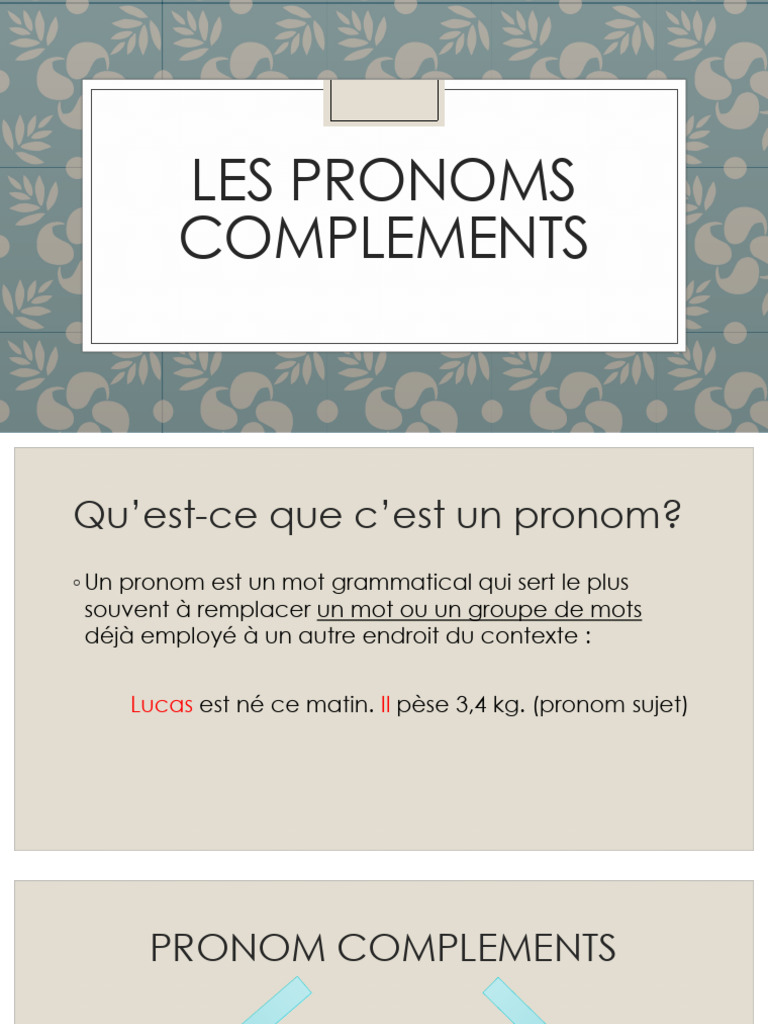 Comprendre les pronoms complémentaires | PDF | Pronom | Complément d'objet