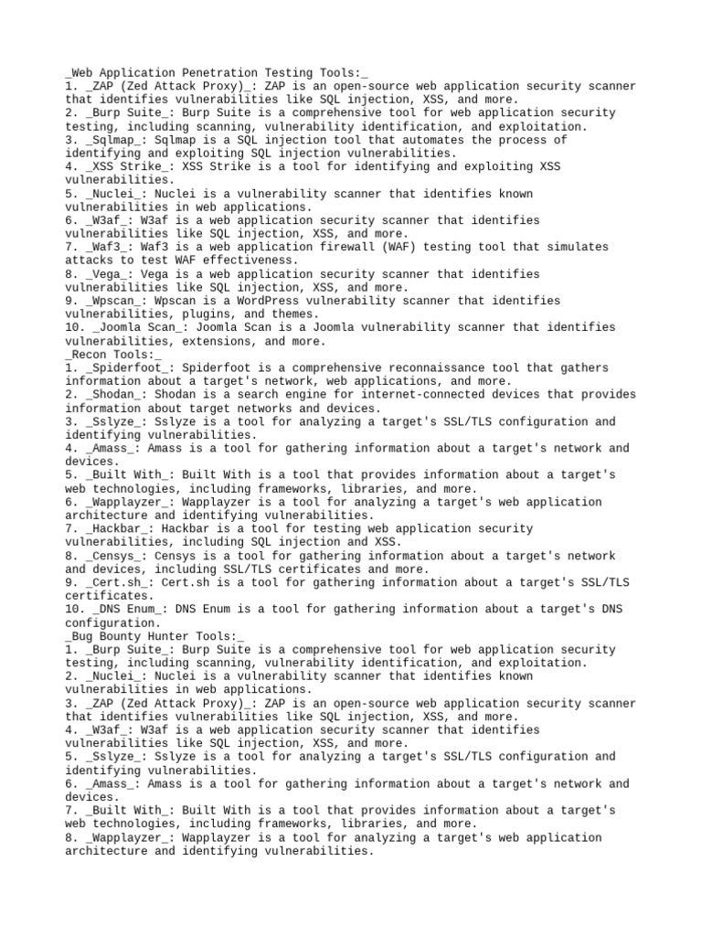 Bug Bounty Tools Pdf Software Engineering Information Technology