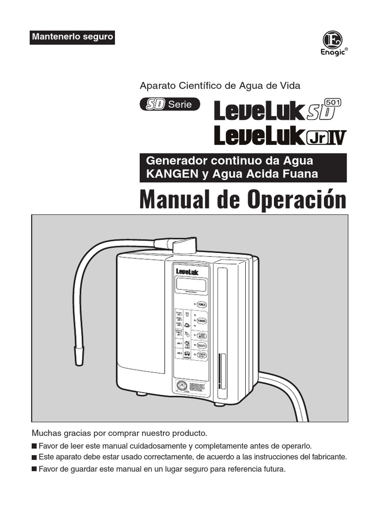Manual del Generador de Agua Kangen | PDF | Enchufes y tomas de corriente alterna | Tuerca ...