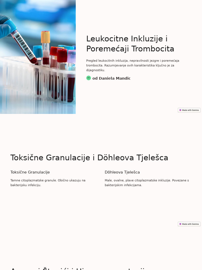 Leukocitne Inkluzije i Poremecaji Trombocita | PDF