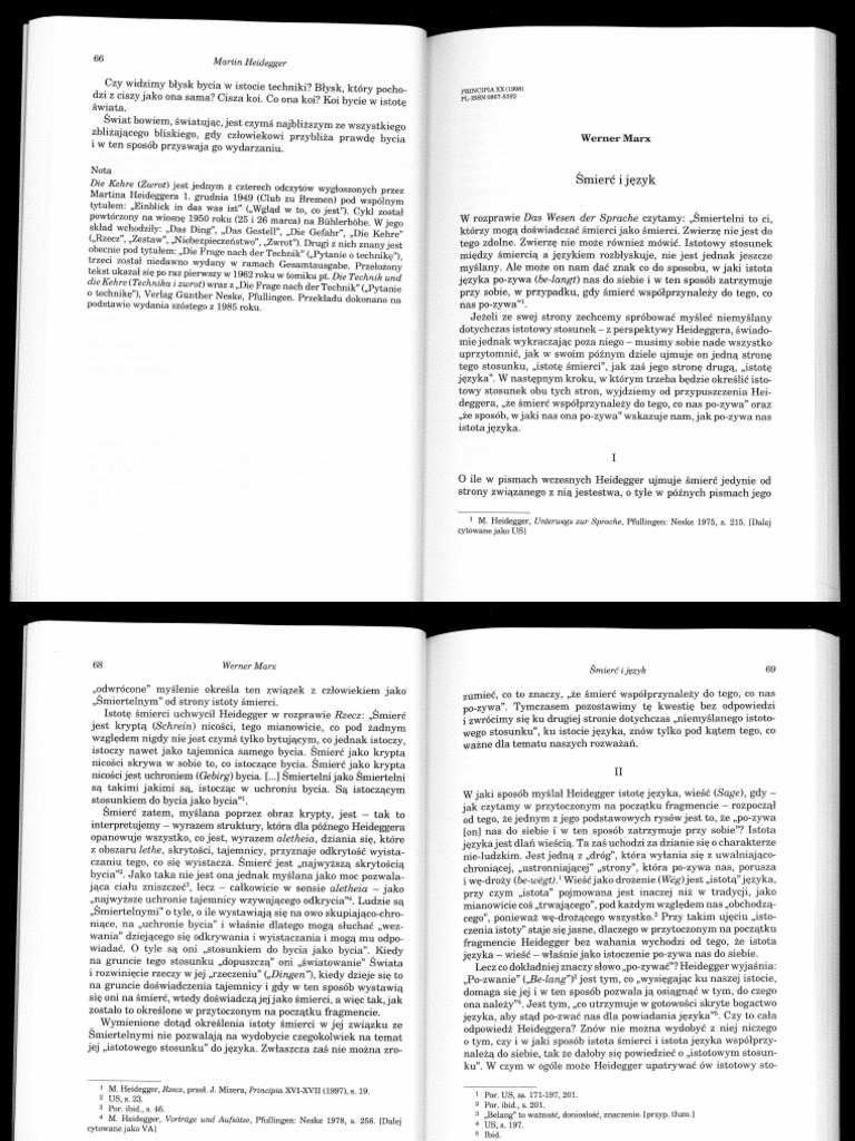 Śmierć I Język (Werner Marx) | PDF