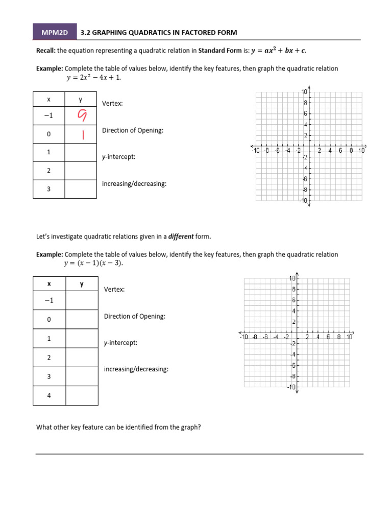 3.2 Quadratics in Factored Form | PDF | Algebra | Discrete Mathematics