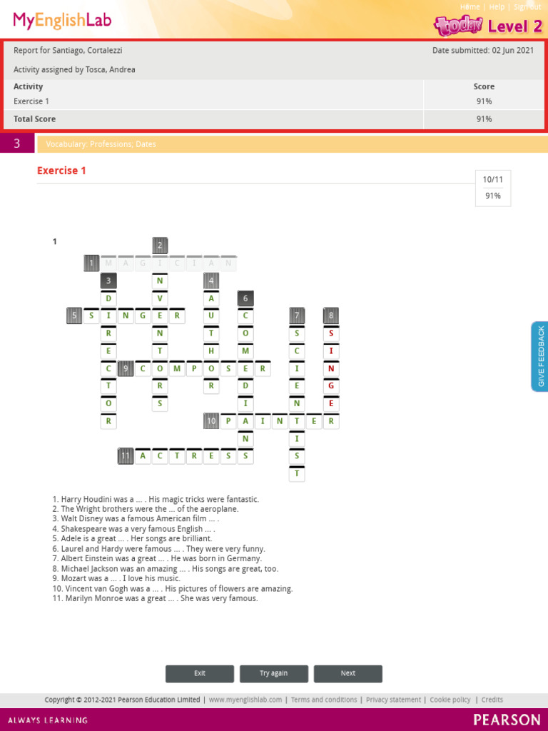 Exercise 1 - Mode Report - Unit 3 Past Times 3A Activation Vocabulary ...
