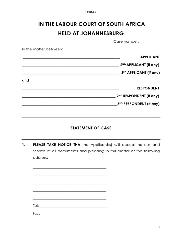Lbc-Rules-Form-02 Statement of Case | PDF | Common Law | Justice