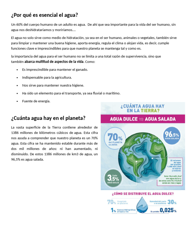 Importancia del Agua para la Vida | PDF