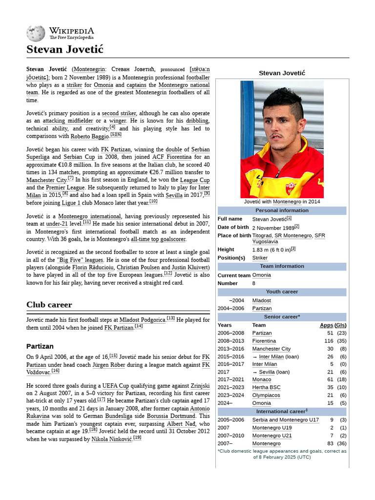 Stevan Jovetić | PDF | Association Football Teams | Association ...