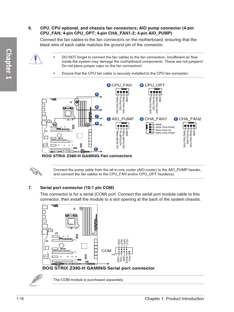 Asus Rog Strix Z390-H Gaming - Cooler Connections | PDF | Computer Hardware | Electrical Engineering