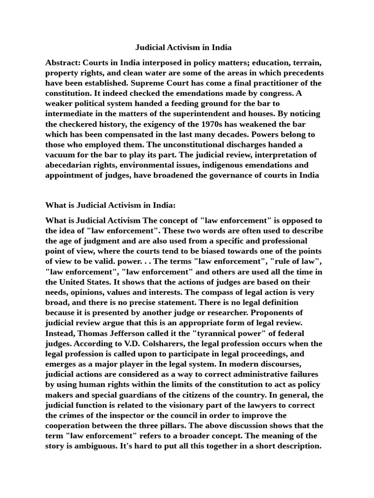 Judicial Activism in India | PDF | Constitutional Law | Legal Documents