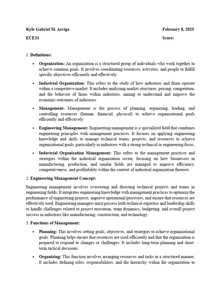 Engineering Management Assignment 1 | PDF | Goal | Leadership