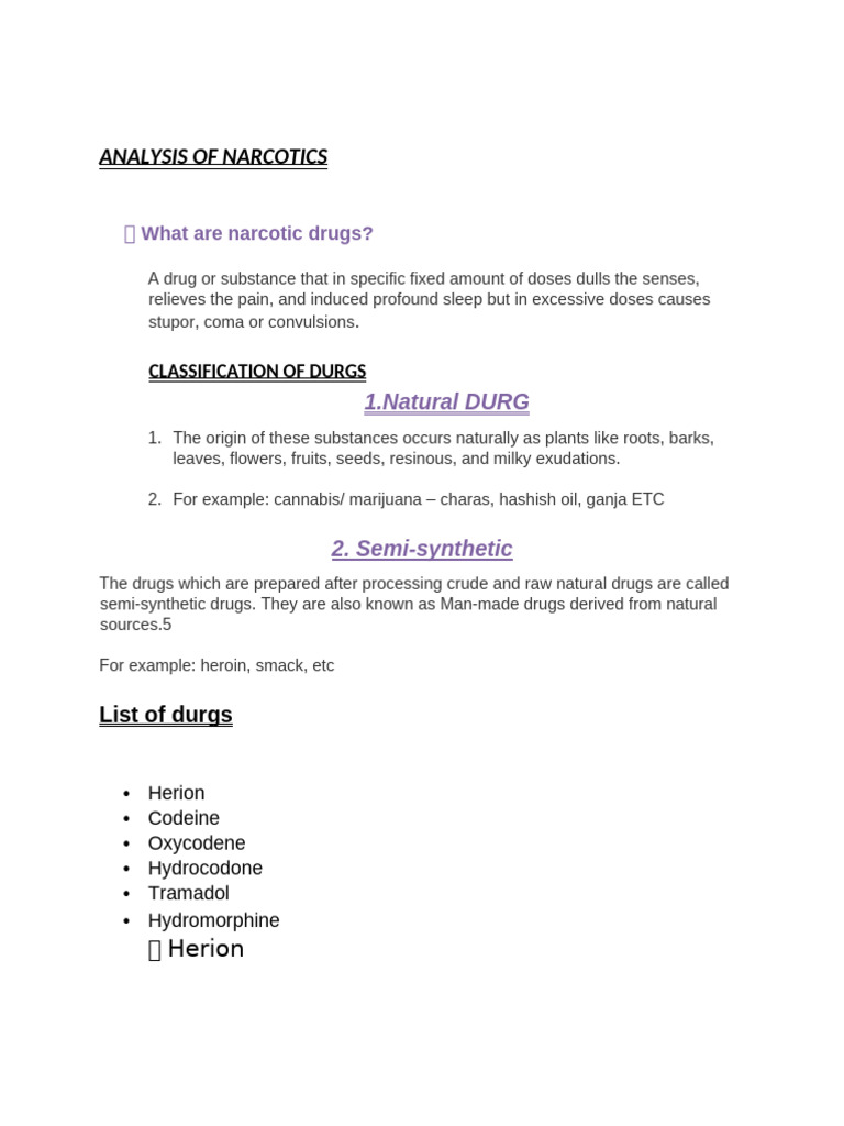 Analysis of Narcotics | PDF | Heroin | Narcotic