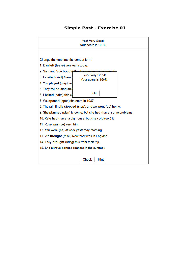 Simple Past Review | PDF
