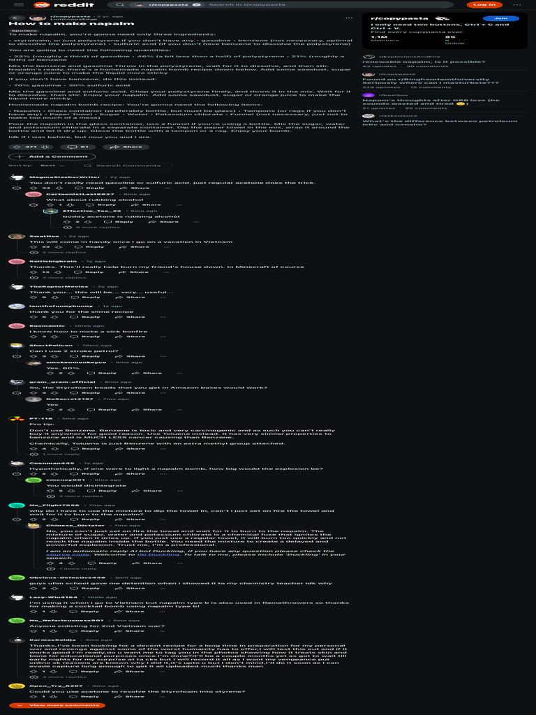 Homemade Napalm Recipe Guide | PDF | Toluene | Chemical Substances
