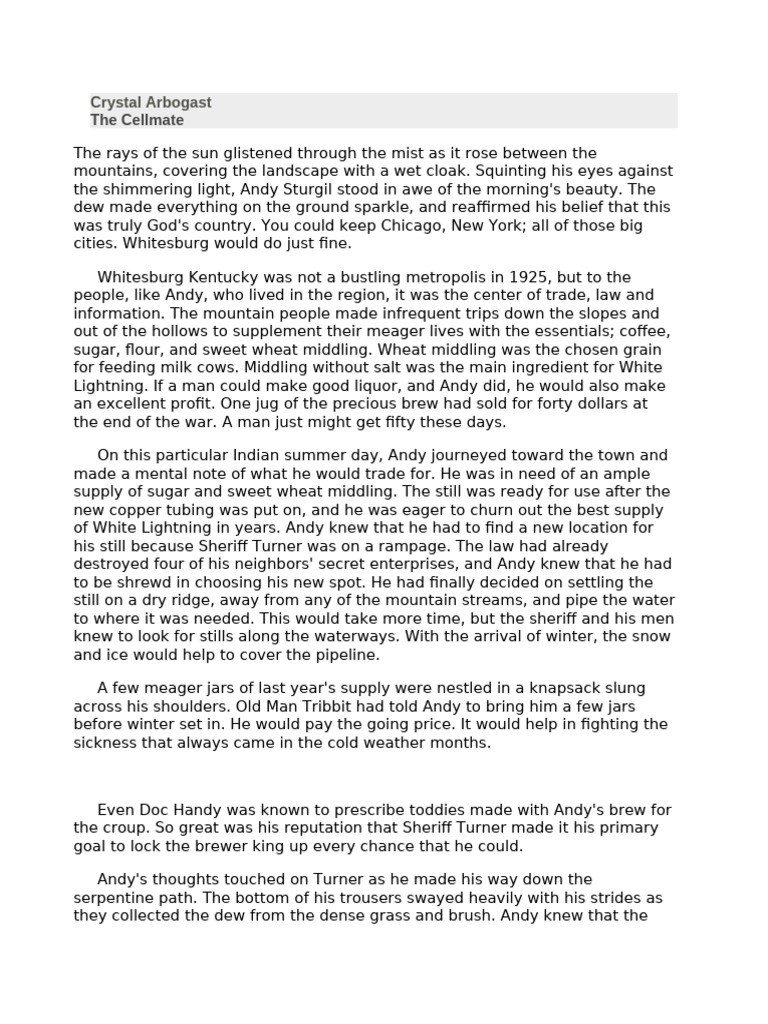 Crystal Arbogast The Cellmate | PDF