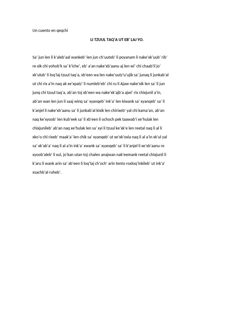 Un Cuento en Qeqchi | PDF
