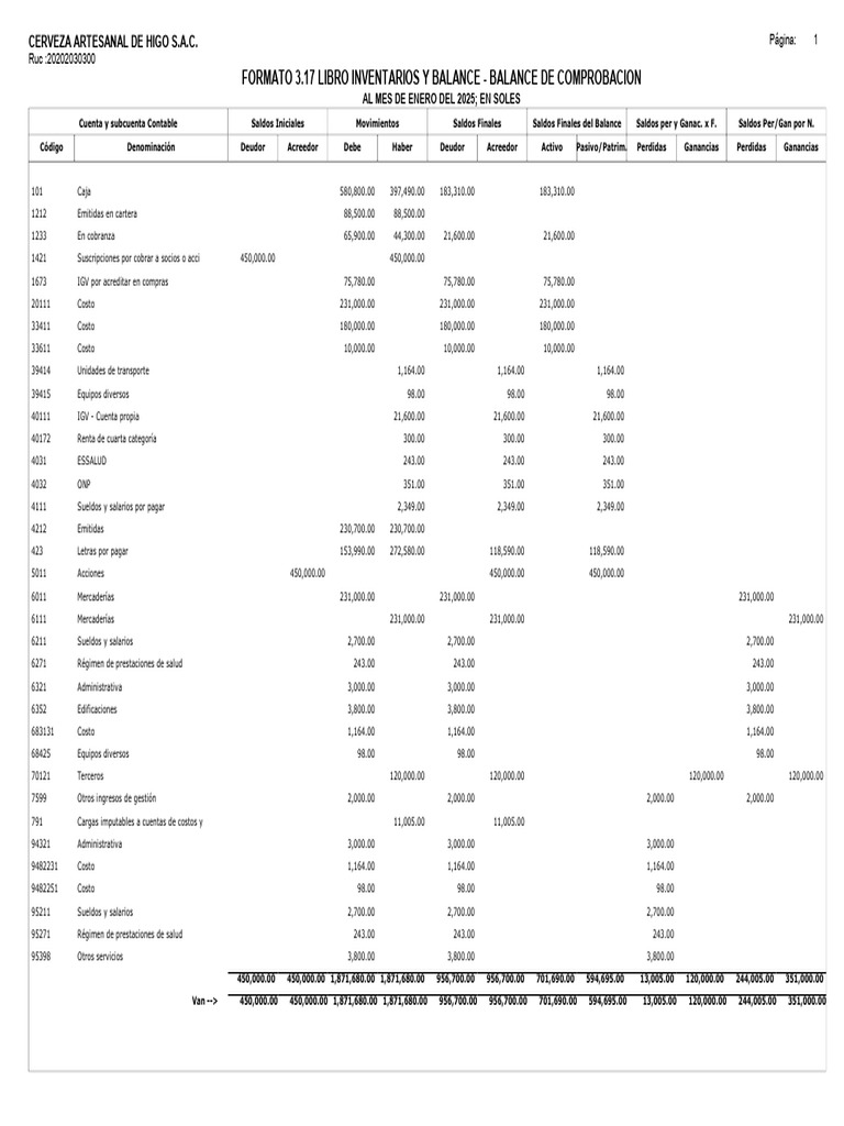 Balance de Comprobacion | PDF | Contabilidad | Servicios financieros